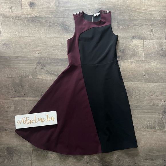 Parker | Dresses | Parker Black And Burgundy Colorblock Asymmetrical ...